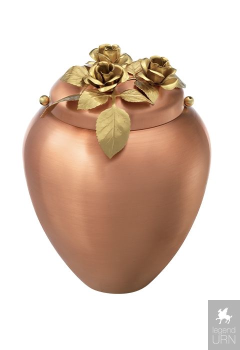 Elegant Copper Cremation Ashes Urn with Three Roses LegendURN Ireland